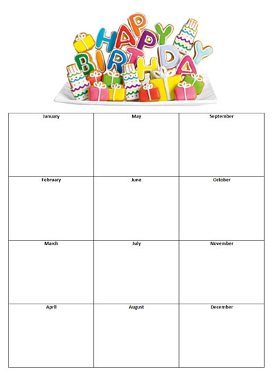 Free Sample Birthday List Template